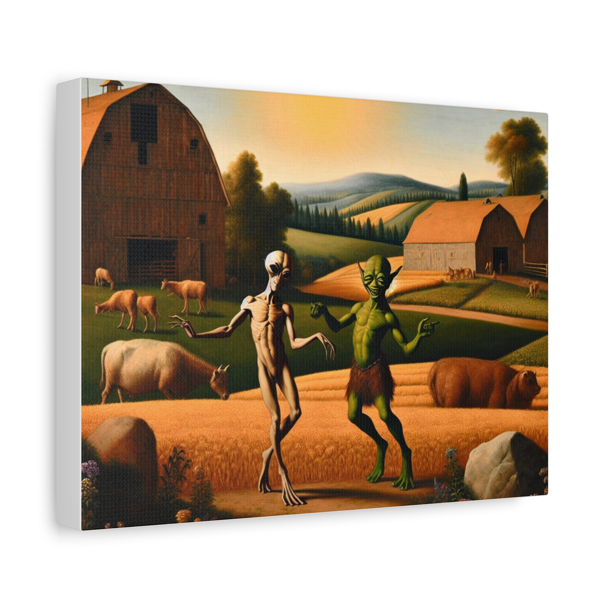 Whimsical Alien Art Canvas - Fun Pop Culture Home Decor - 1.25" Stretc ...